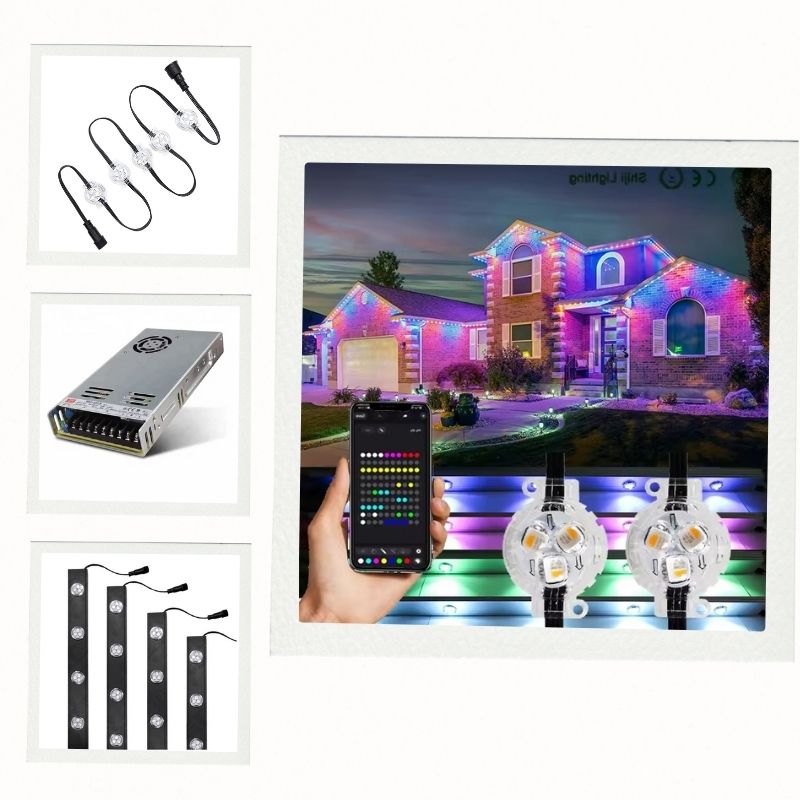 24V RGBW Permanent Outdoor Holiday Lights - App-Controlled LED Pixel ...